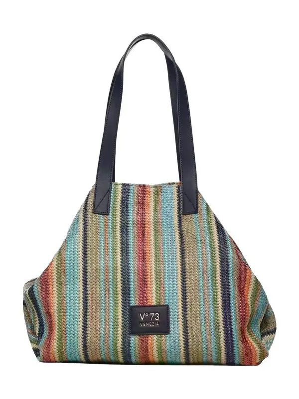 V°73 Striped Top-handle Shoulder Bag - Blue