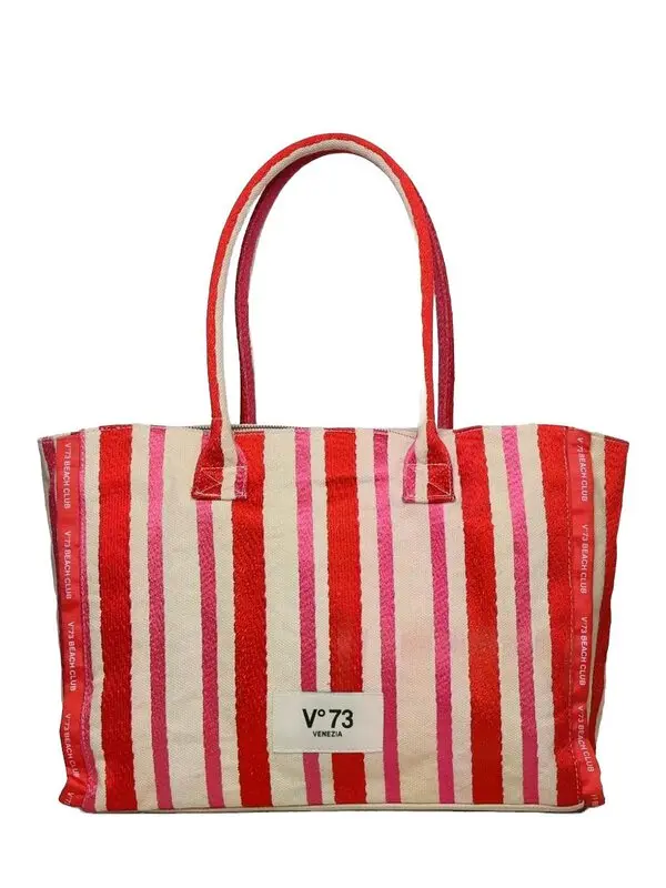 V°73 Striped Tote Bag - Red