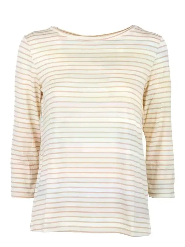 Marella Striped Three-quarter-sleeve T-shirt - Neutrals