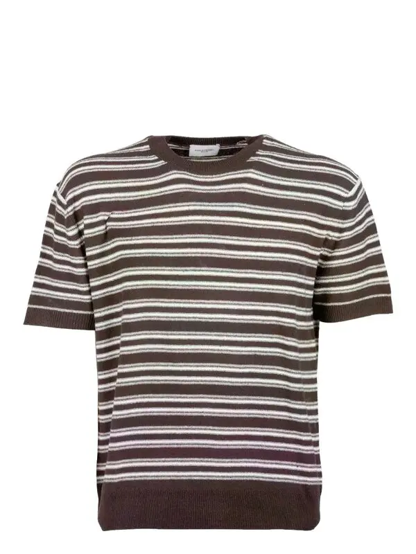 PAOLO PECORA Striped T-shirt - Brown