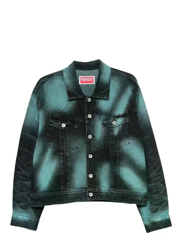 Kenzo Stained-effect Denim Jacket - Green