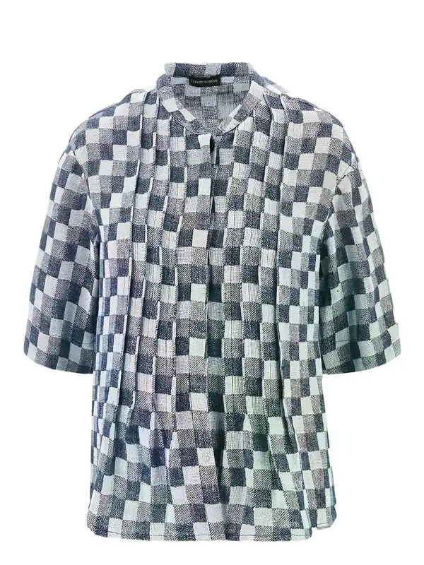 Emporio Armani Check-pattern Jacquard Shirt - Blue