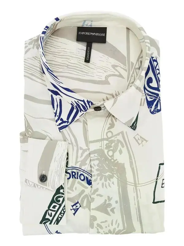 Emporio Armani Postage Stamp Print Shirt - Neutrals