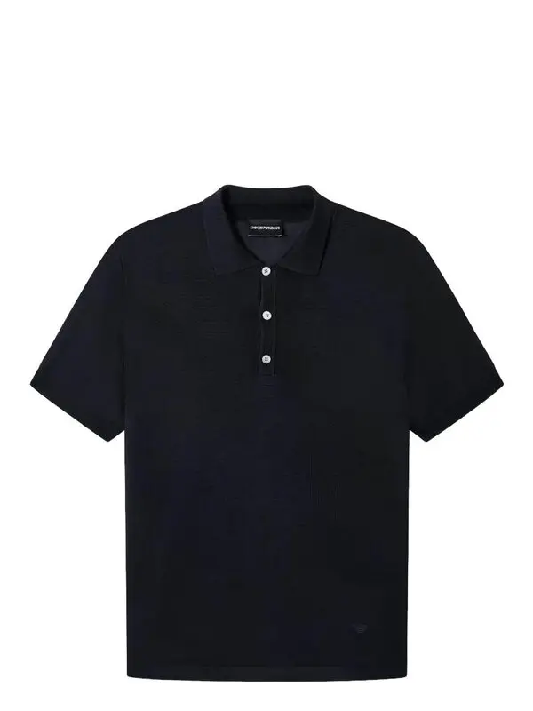 Emporio Armani Plain-knit Polo Shirt - Blue