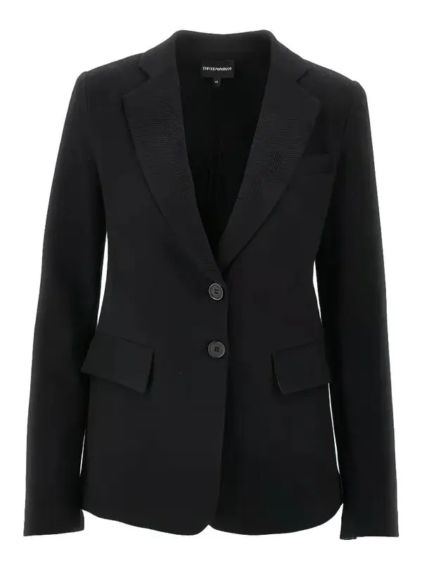 Emporio Armani Herringbone Single-breasted Blazer - Black