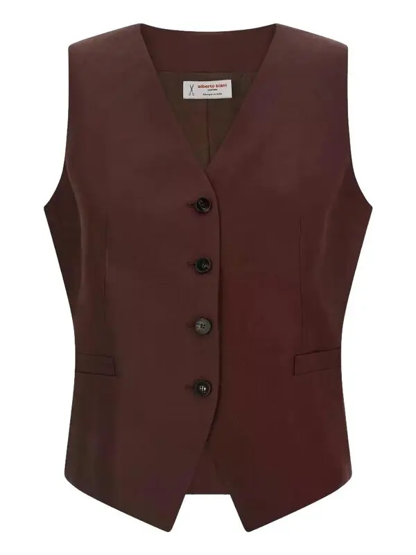 Alberto Biani V-neck Button Vest - Brown