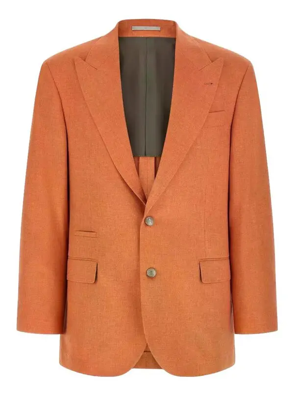 Brunello Cucinelli Single-breasted Peak Lapels Blazer - Orange