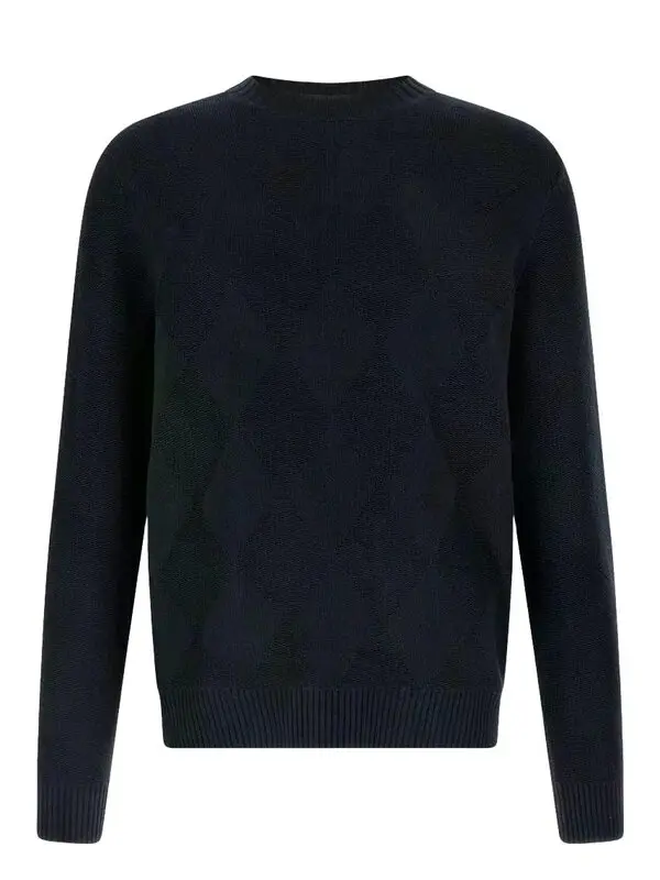 BALLANTYNE Diamond Intarsia Sweater - Blue