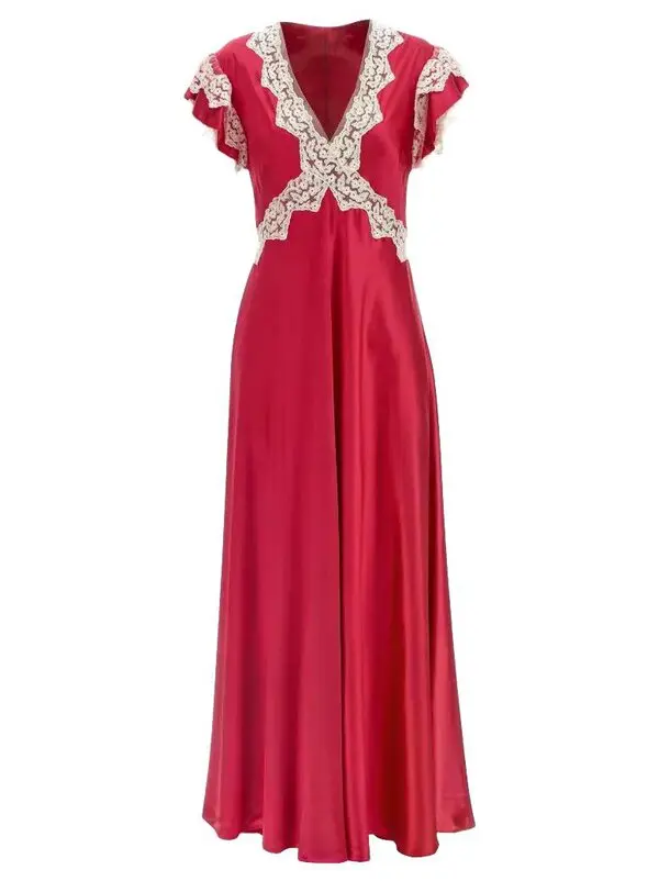 Alberta Ferretti V-neck Dress - Red