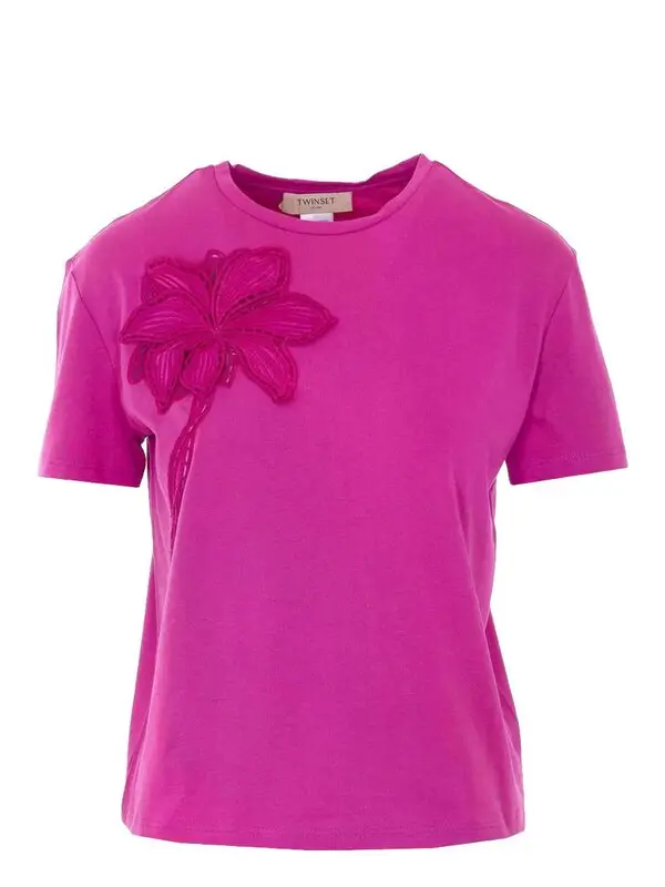 TWINSET Floral Embroidered T-shirt - Pink