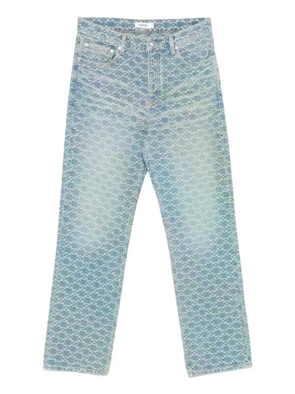 Sandro Square-pattern Jeans - Blue