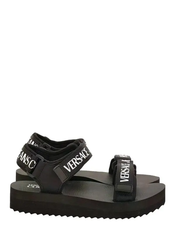 Versace Logo Strap Sandals - Black