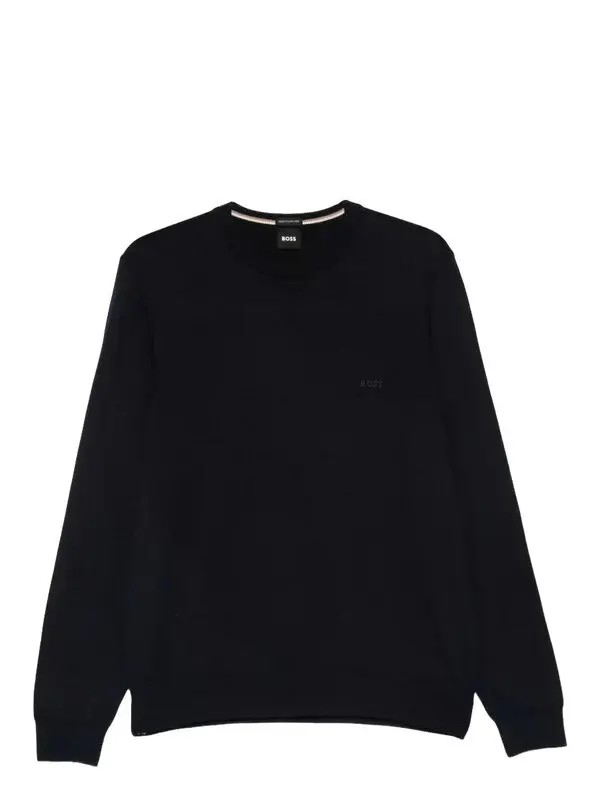 BOSS Knitted Crew-neck Sweater - Blue