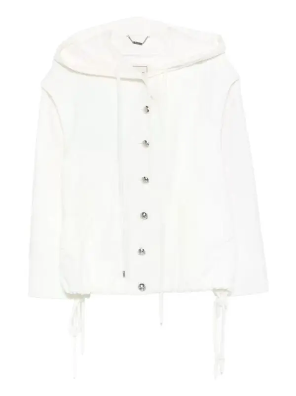 Blumarine Hooded Bouclé Jacket - White