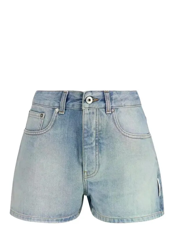 Off-White Bleached Arrow Denim Shorts - Blue