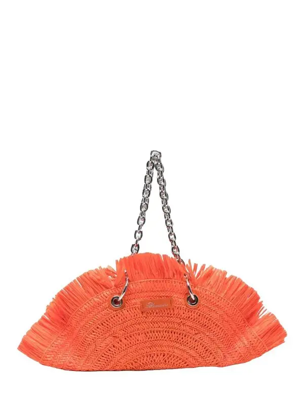 Blumarine Raffia Chain Shoulder Bag - Orange