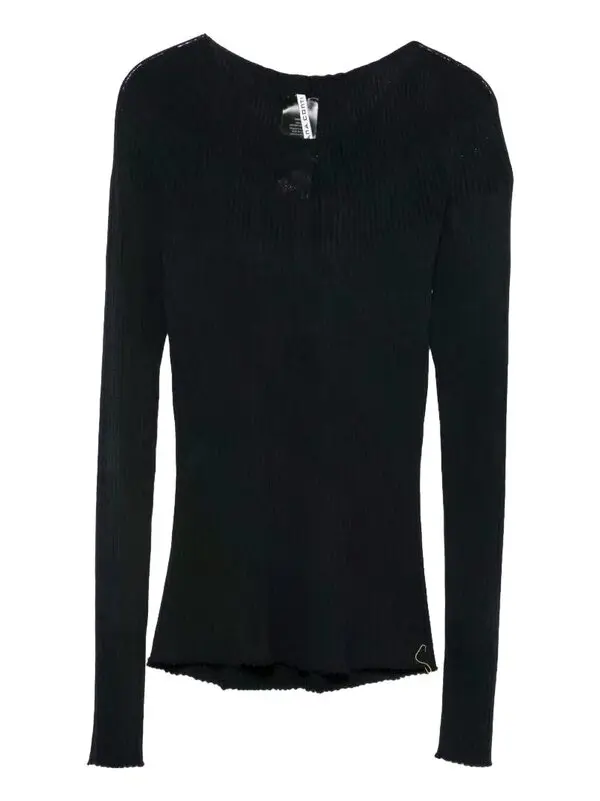 Liviana Conti Ribbed Knit T-shirt - Black