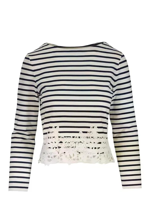 Veronica Beard Striped Lace Blouse - White