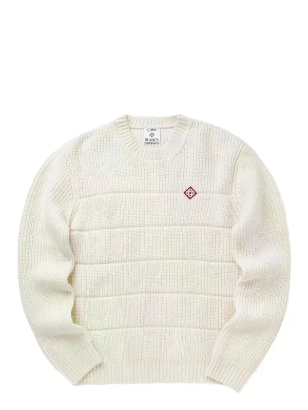 Casablanca Ribbed Embroidered Sweater - White
