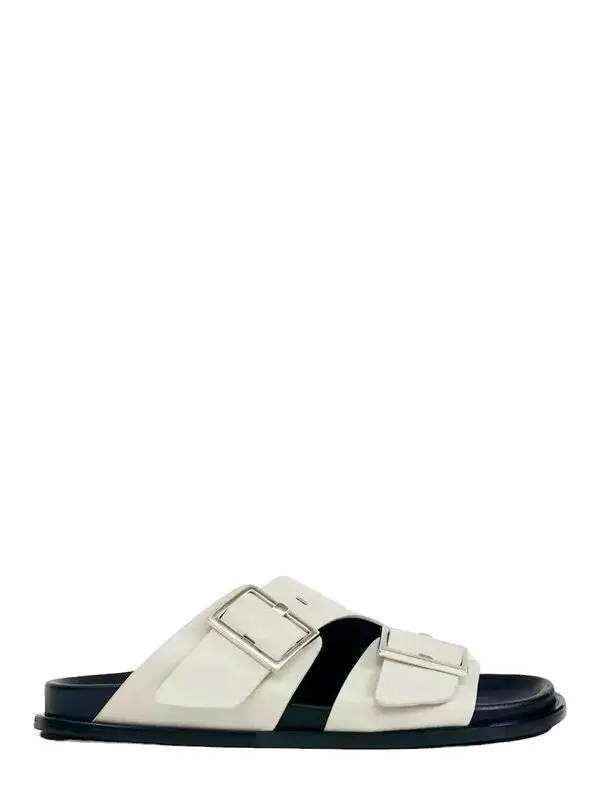 ALOHAS Alba Buckle Strap Slides - White
