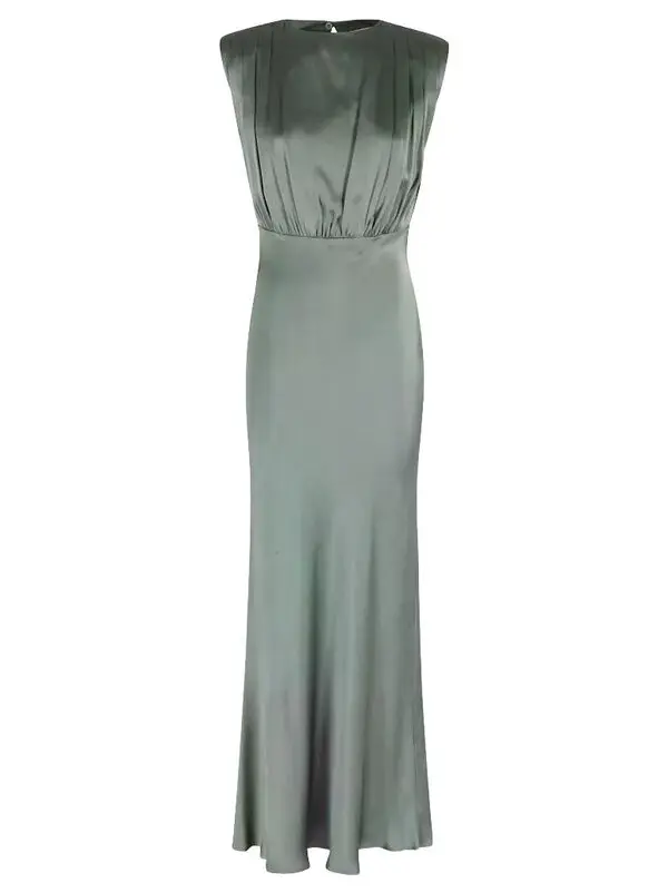 SEMICOUTURE Draped Detail Maxi Dress - Green
