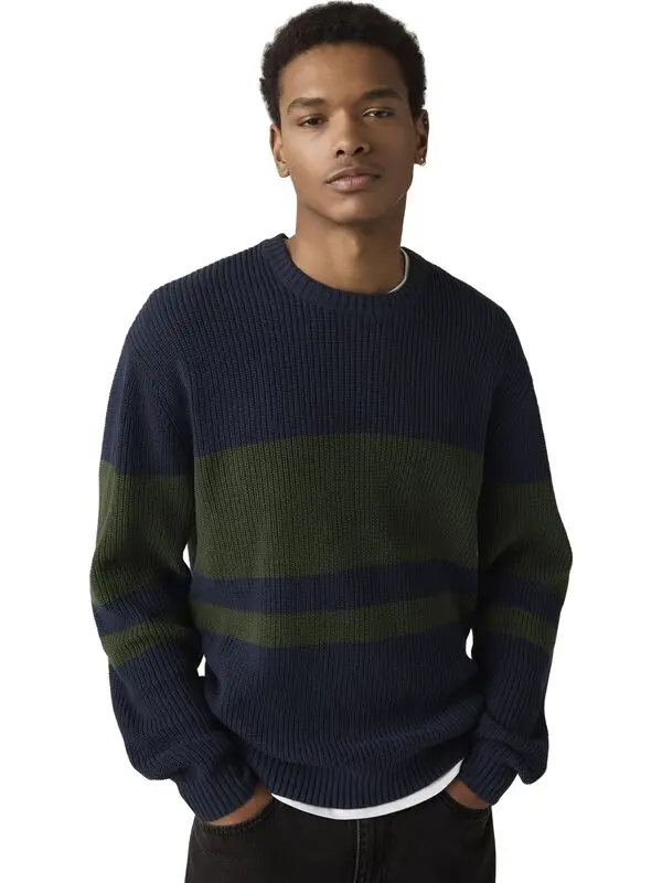 LEVI'S Alamo Crewneck Sweater - Lysander Stripe Navy Blazer
