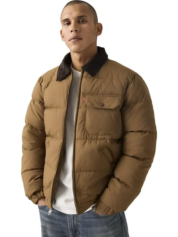 LEVI'S Quilted Depot Jacket With Corduroy Collar - Brown