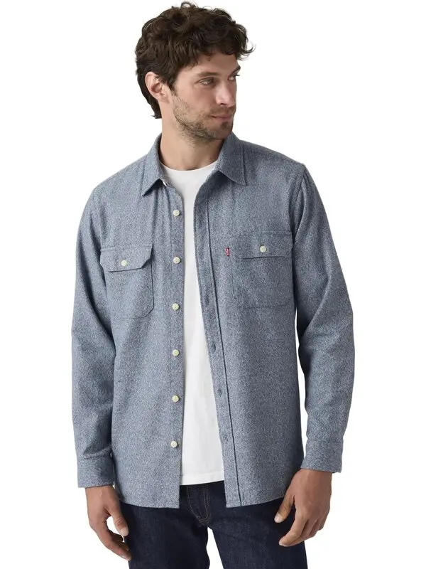LEVI'S Jackson Worker Flannel Overshirt - Navy Tricolor Grindle