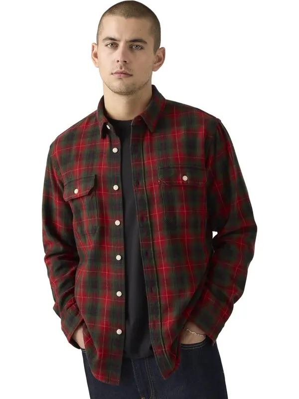 LEVI'S Jackson Worker Flannel Overshirt - Calvin Plaid Rhythmic Red