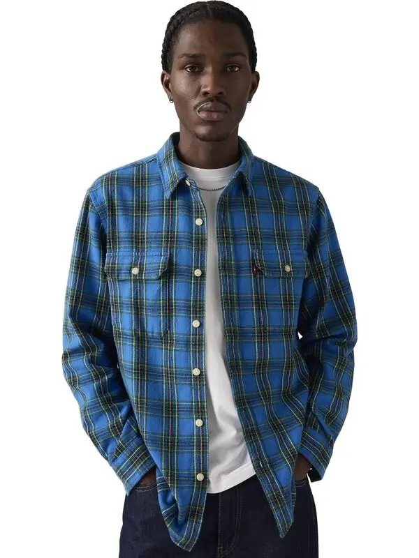LEVI'S Jackson Worker Flannel Overshirt - Madigan Plaid Star Sapphire