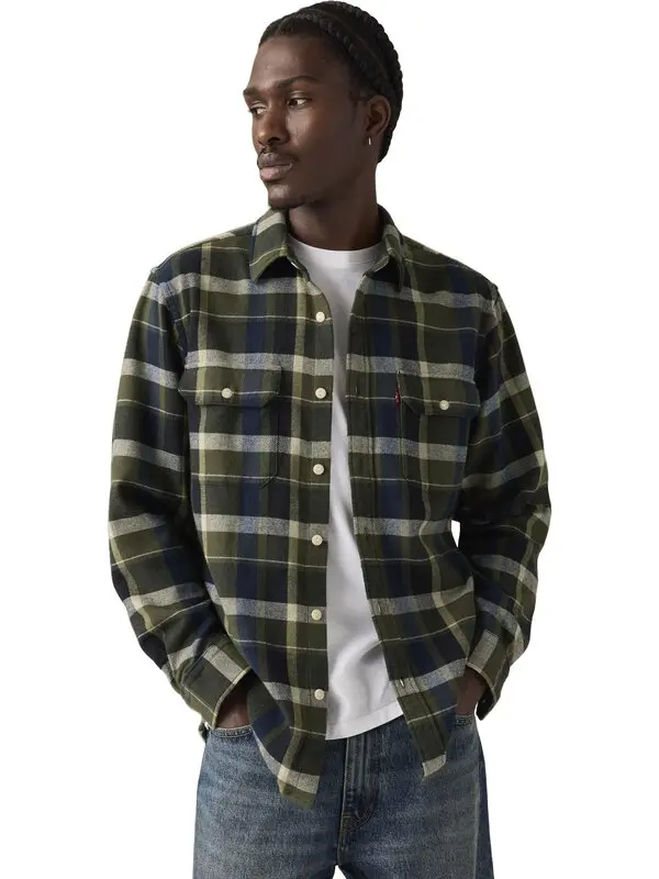 LEVI'S Jackson Worker Flannel Overshirt - Medina Plaid Deep Depths