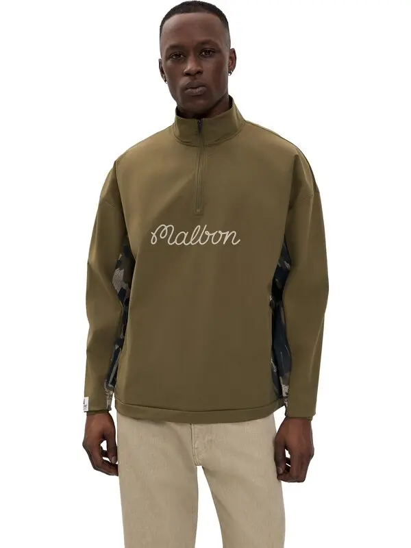 MALBON Tour Divot Quarter Zip Jacket - Bark Camo