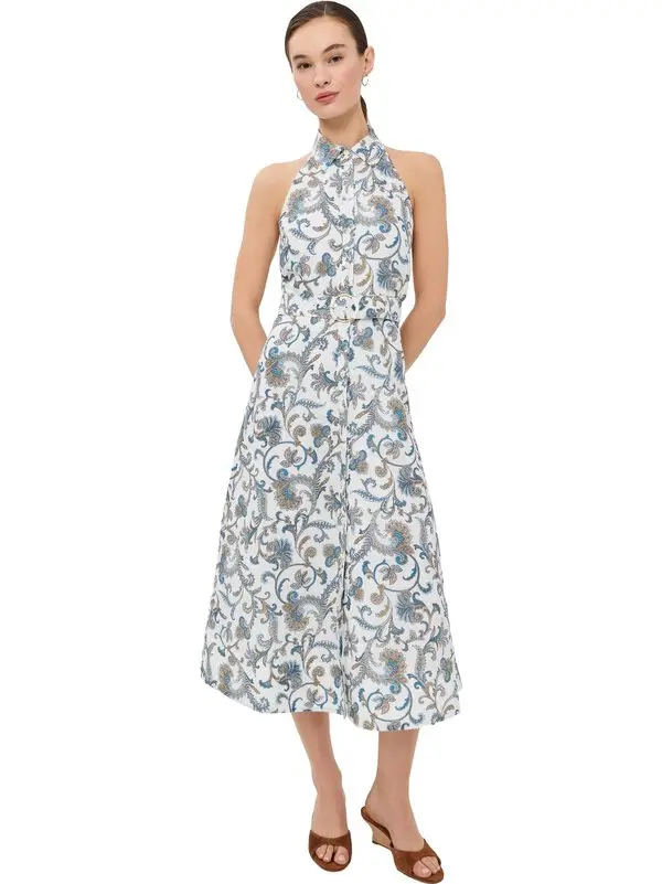 Veronica Beard Mackey Paisley Print Midi Dress - Dove Multi