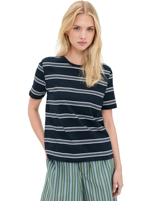 Kule Striped Jersey Tee - Navy/white Mixed Stripe