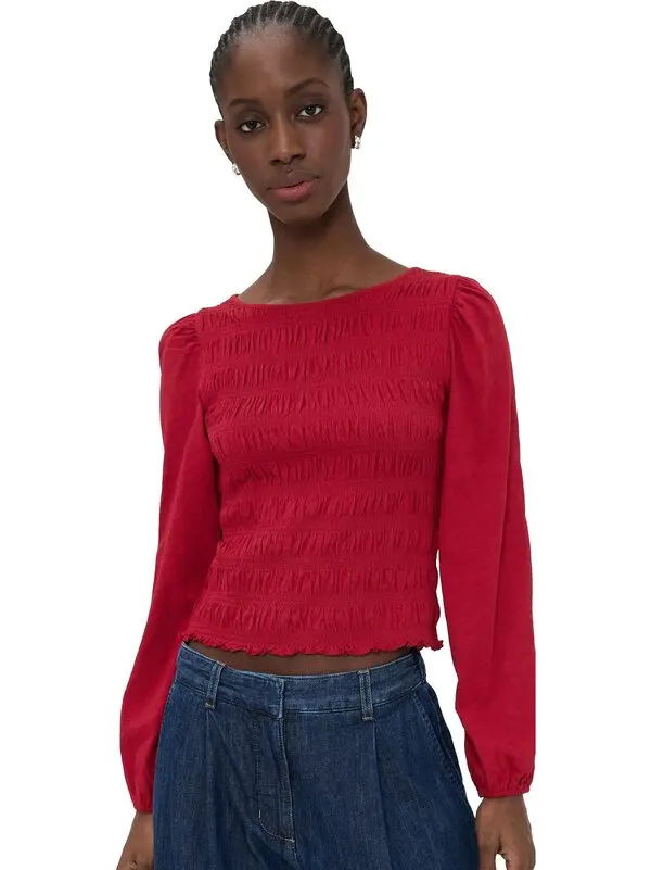 Madewell Smocked Boatneck Top - Ruby