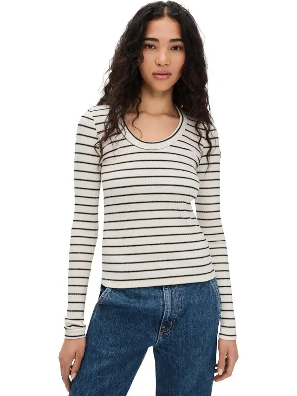 AMO Joanna Long Sleeve Tee - Natural/black