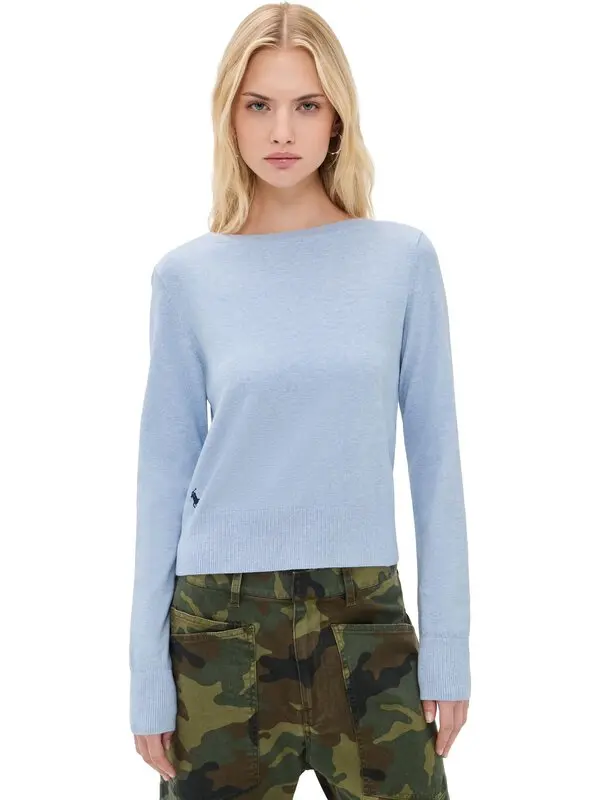 Polo Ralph Lauren Cotton Long Sleeve Boat Neck Pullover - Stone Blue Heather