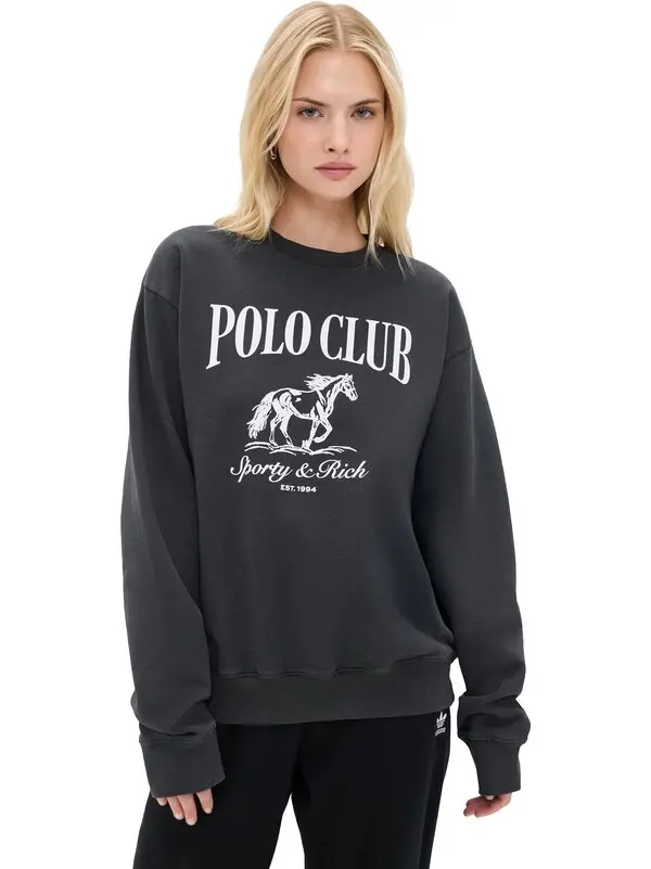 SPORTY & RICH Stallion Crewneck - Faded Black