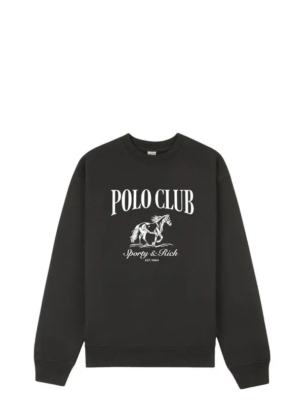 SPORTY & RICH Stallion Crewneck - Faded Black