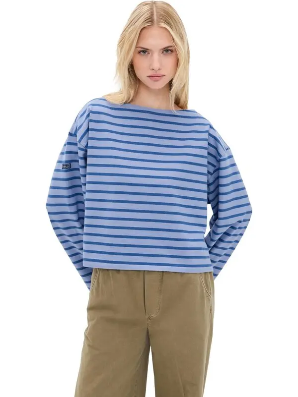 Polo Ralph Lauren Jersey Crop Mariner Long Sleeve Pullover - East Blue/liberty