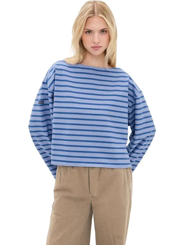 Polo Ralph Lauren Jersey Crop Mariner Long Sleeve Pullover - East Blue/liberty