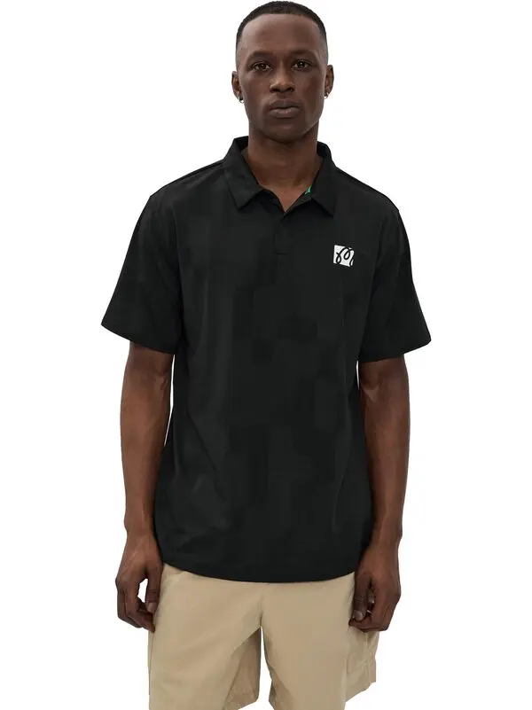 MALBON Performance Mesh Paneled Polo - Black