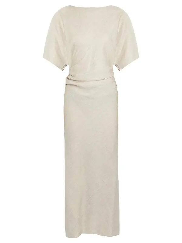 Staud Amelie Linen-blend Midi Dress - Off White