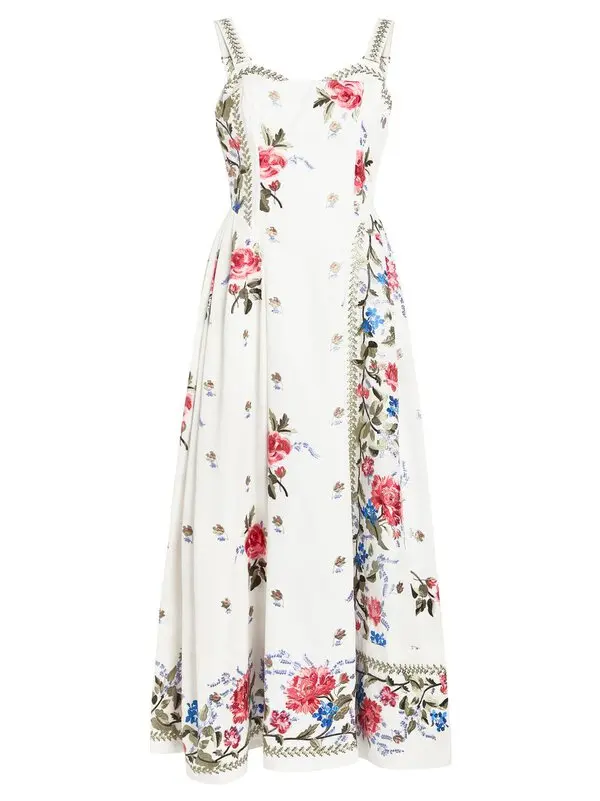 Erdem Floral-embroidered Cotton Midi Dress - White