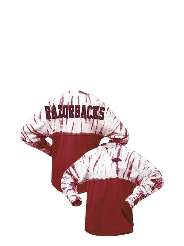 SPIRIT JERSEY Arkansas Razorbacks Tie-dye Long Sleeve Jersey T-shirt - Cardinal