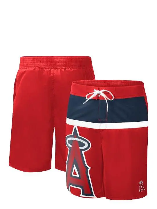 G-III SPORTS BY CARL BANKS Los Angeles Angels Sea Wind Swim Shorts - Red