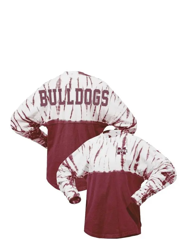 SPIRIT JERSEY Mississippi State Bulldogs Tie-dye Long Sleeve Jersey T-shirt - Maroon
