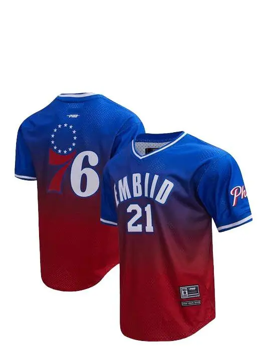 POST Joel Embiid /red Philadelphia 76ers Ombre Name & Number T-shirt - Royal