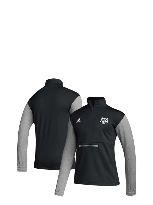 Adidas Texas A&m Aggies Sideline Aeroready Half-zip Top - Black