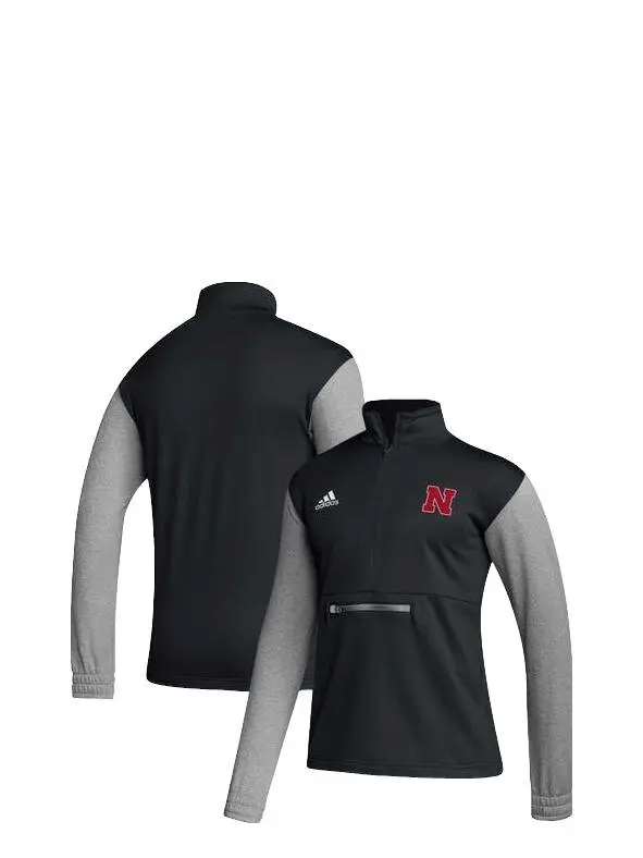Adidas Nebraska Huskers Aeroready Half-zip Top - Black